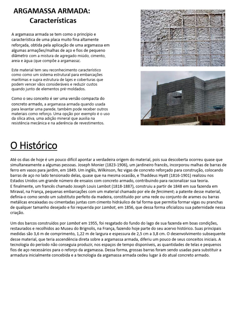 Argamassa Armada | PDF | Argamassa (alvenaria) | Concreto
