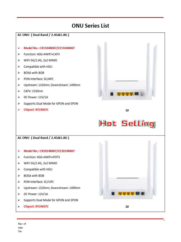 XPON ONU、SFP、OLT LIST | Download Free PDF | Information And ...