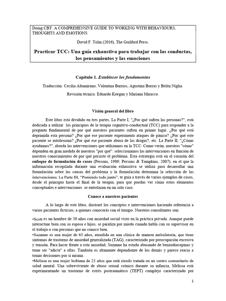 David F. Tolin PhD - Doing CBT- Traducción Cap. 1 Al 5 | PDF | Terapia ...