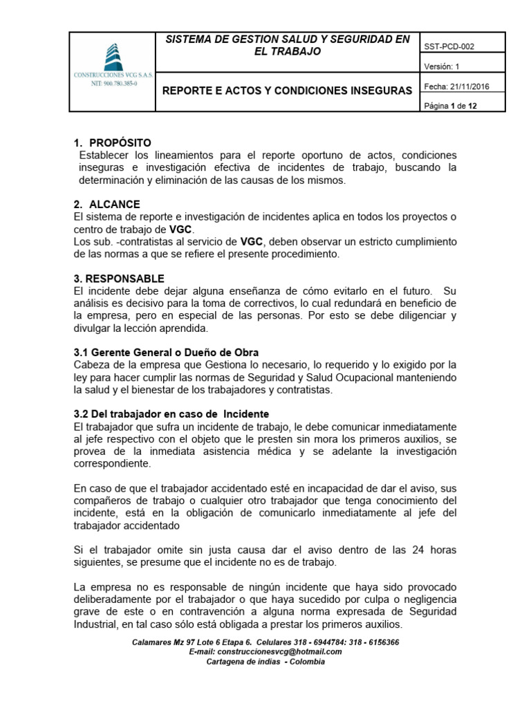 Sst-Pcd-002-Reporte de Actos y Condiciones | PDF | Business | Seguridad y salud ocupacional