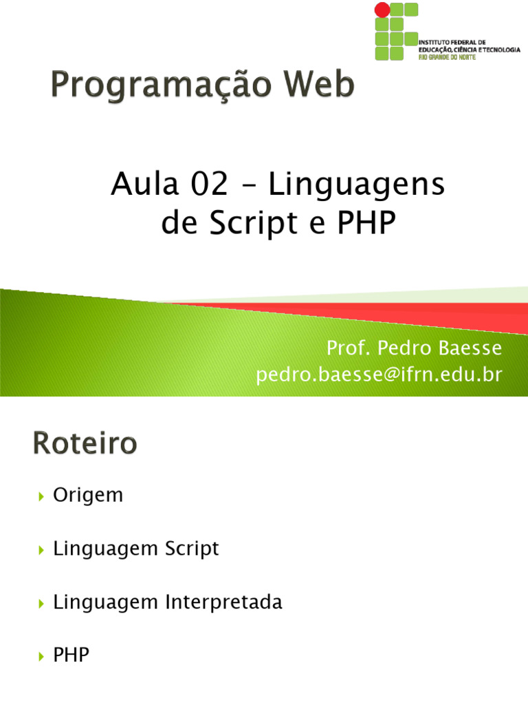 Aula 02 - Linguagem de Script | PDF | Linguagem de script | Php