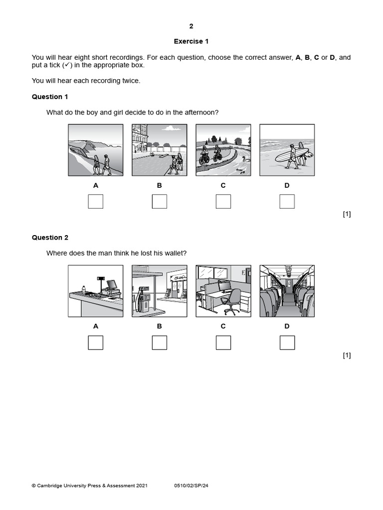 Cambridge IGCSE 0510 English As A Second Language Specimen Paper 2 For ...