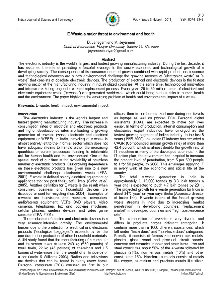 E-Waste: Environmental and Health Risks | PDF | Electronic Waste