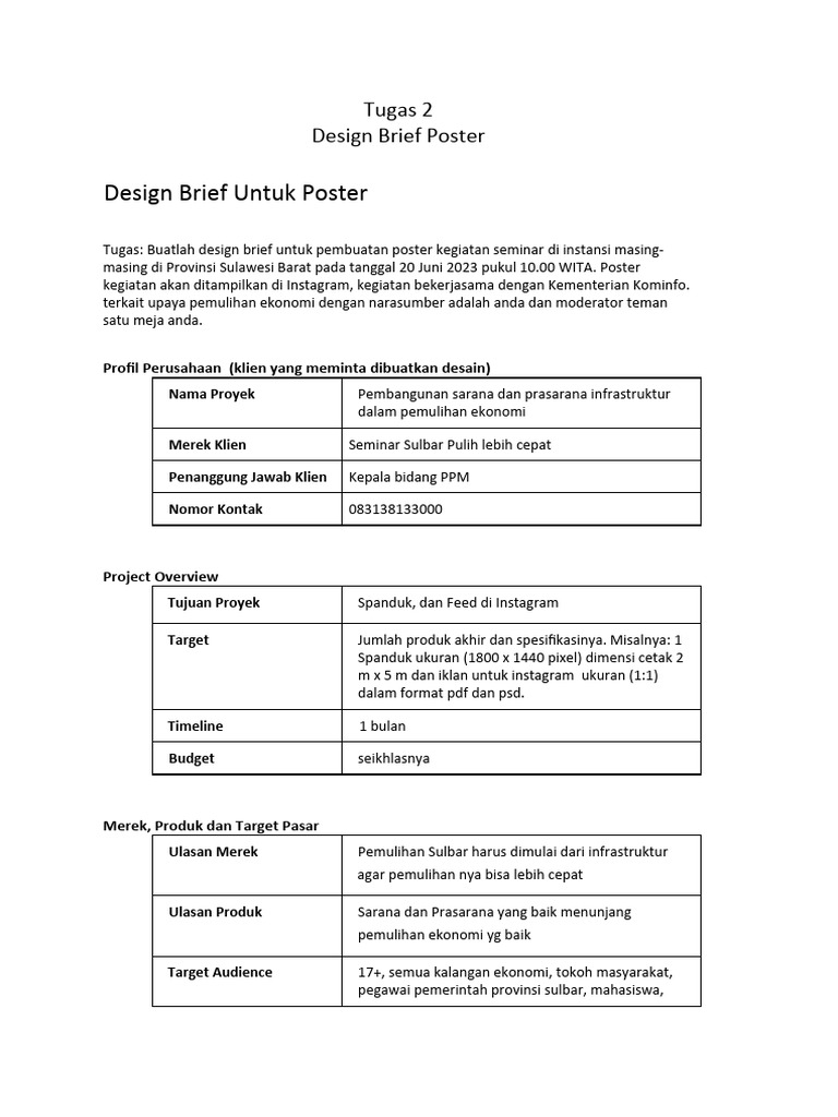 Tugas 2 Design Brief Poster | PDF | Karier & Perkembangan | Seni