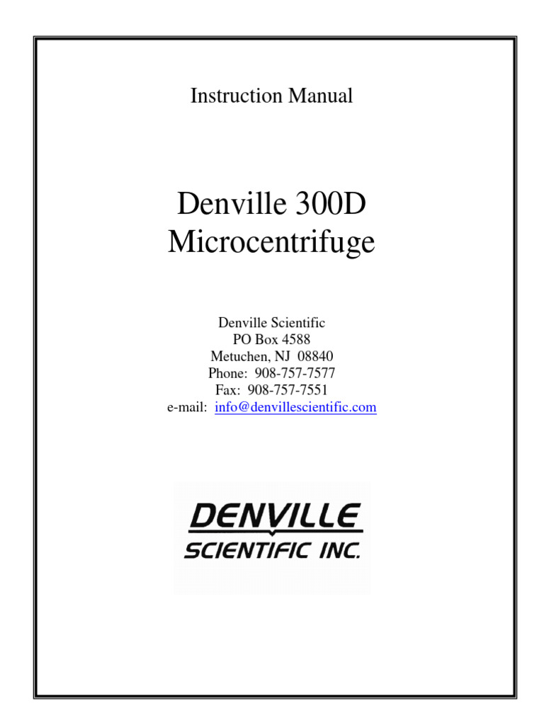 Denville 300D Microcentrifuge | PDF | Centrifuge