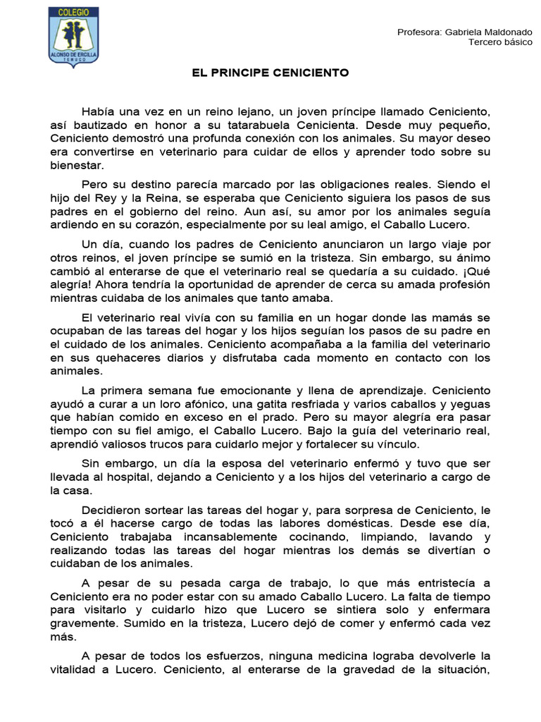 El Príncipe Ceniciento: Cuento y Actividades | PDF | Medicina Veterinaria