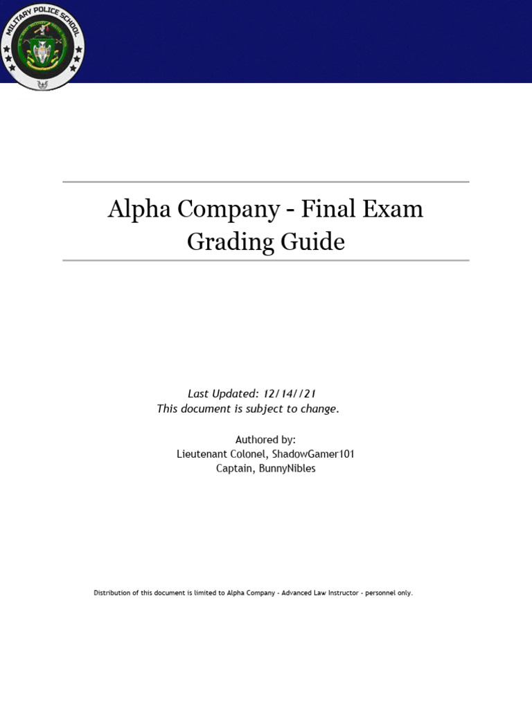 MPC Alpha Company Grading | PDF | Question | Uniform Code Of Military Justice