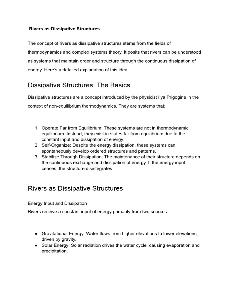 Rivers As Dissipative Structures Pdf River Dissipation