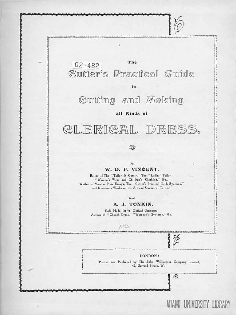 The Cutters Practical Guide To Cutting & Making All Kinds of Clerical ...