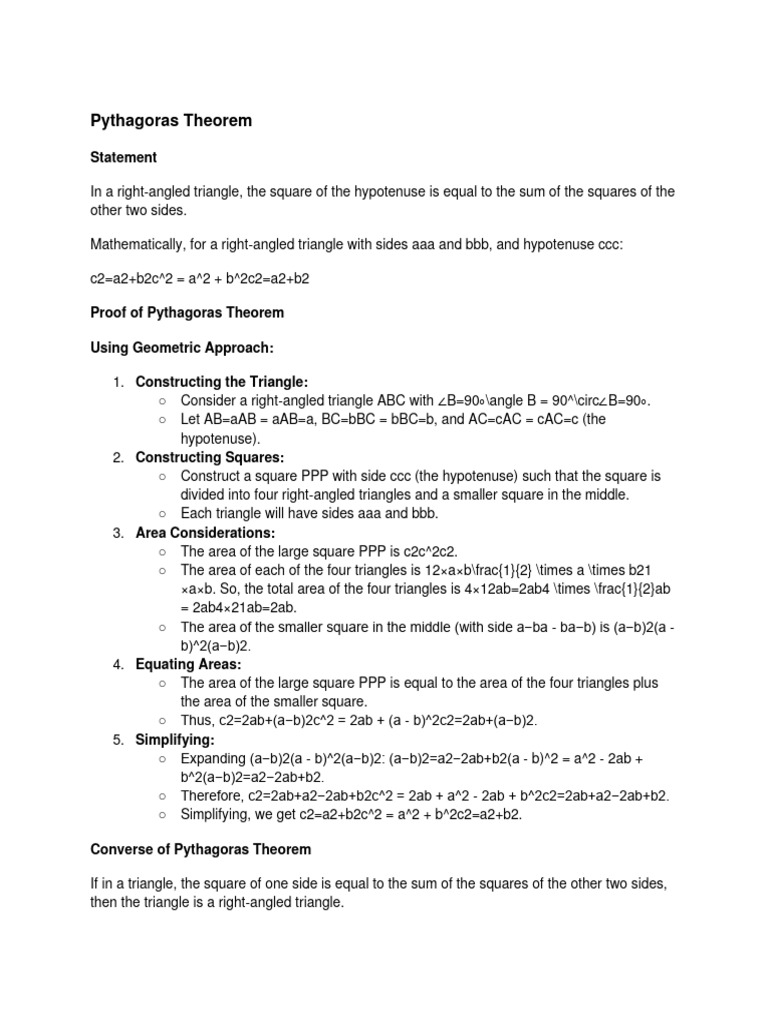 Understanding Pythagoras Theorem | PDF | Triangle | Euclid