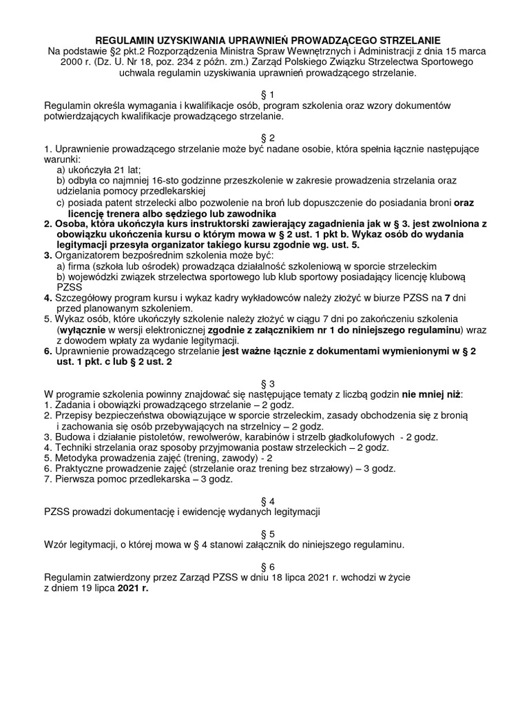 Prowadzacy Strzelanie 2021 | PDF