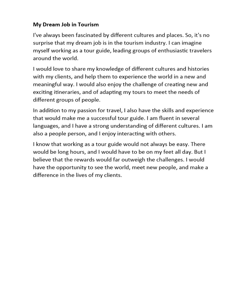 My Dream Job as a Tour Guide | PDF
