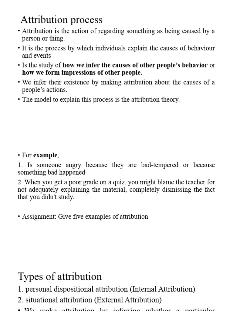 Attribution | PDF | Psychological Concepts | Mental Processes