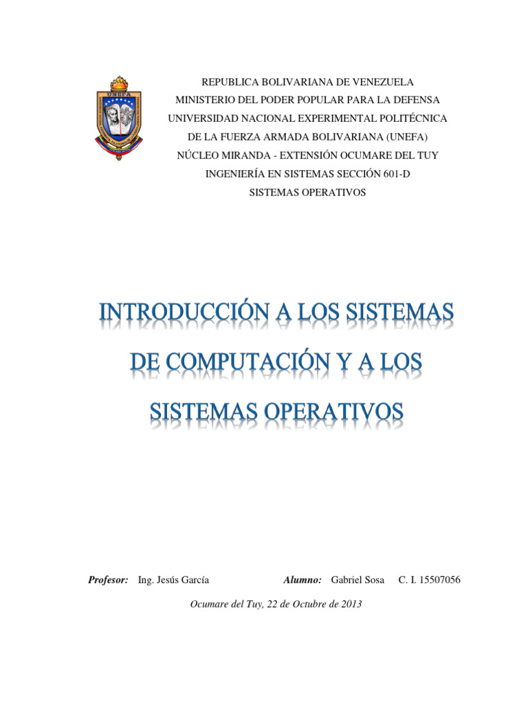 Introducción a los Sistemas de Computación y a los Sistemas Operativos | PDF | Programa de ...