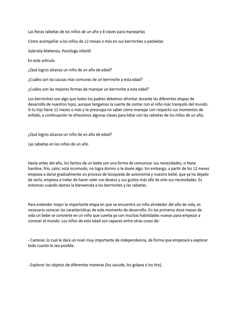 Formas de Manejar Un Berrinche | PDF