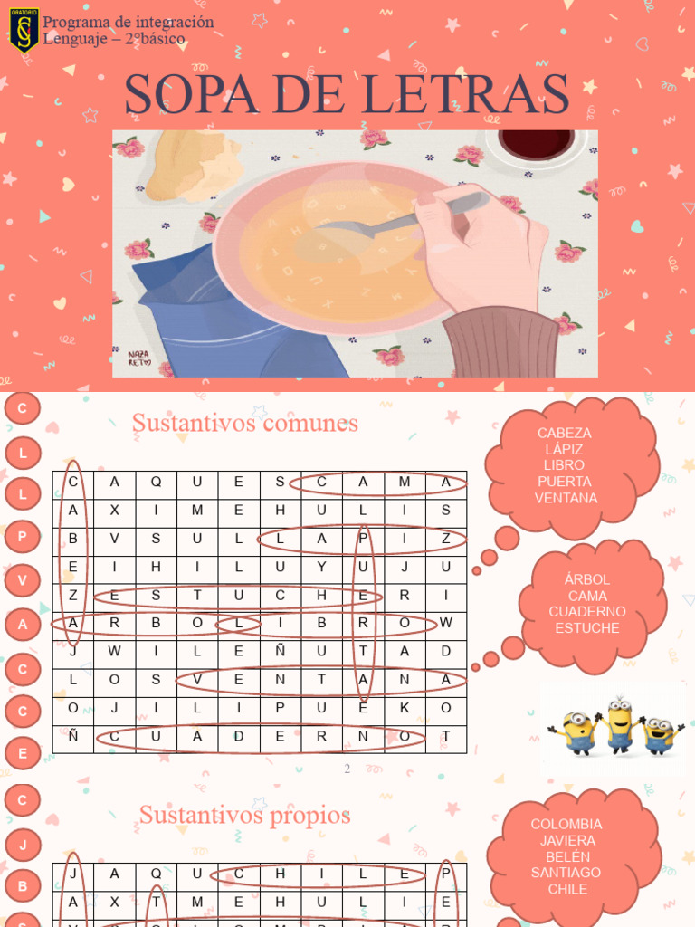Sopa de Letras: Sustantivos Comunes y Propios | PDF