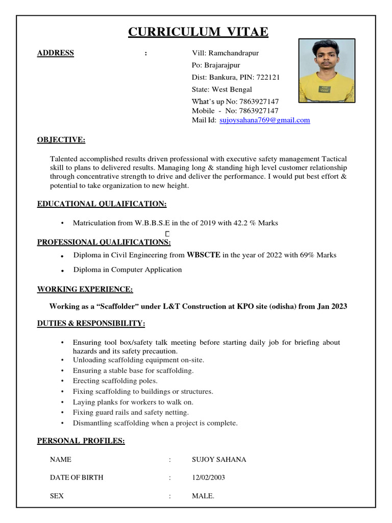Sujoy Sahana Resume | PDF