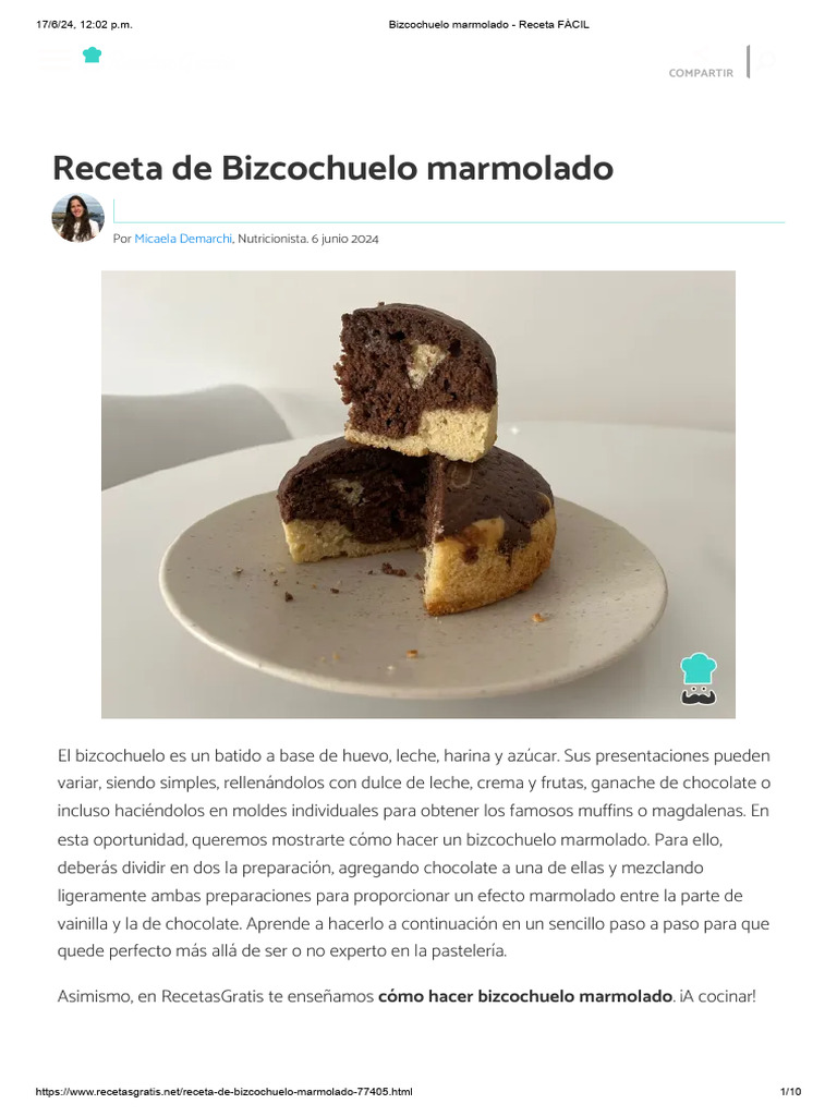 Bizcochuelo Marmolado - Receta FÁCIL | PDF | Postres | Productos horneados