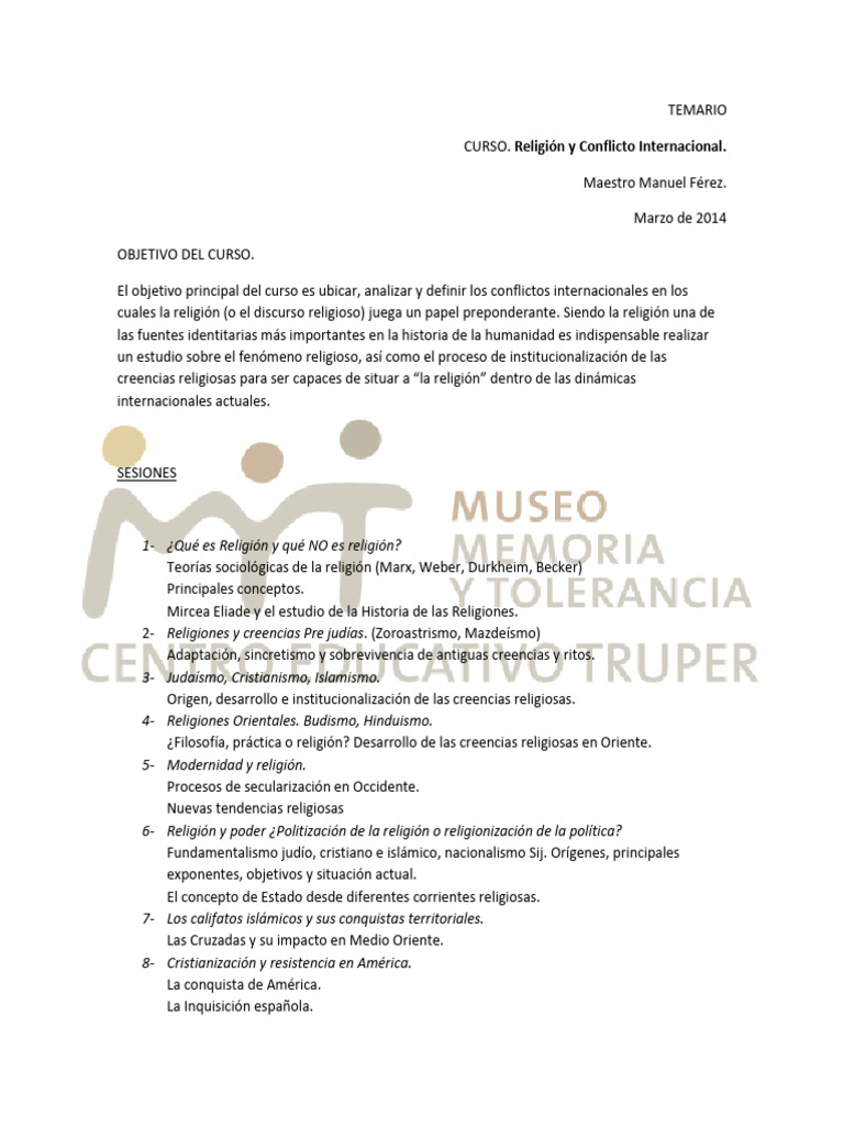 RELIGION Y CONFLICTO INTERNACIONAL Manuel Ferez - MZO - 1 | PDF | Israel | Política mundial