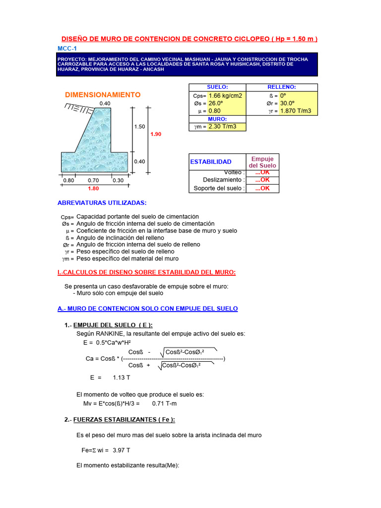 3.5.muro de Protección CºCiclopeo JAUNA | PDF | Mecánica de suelos ...