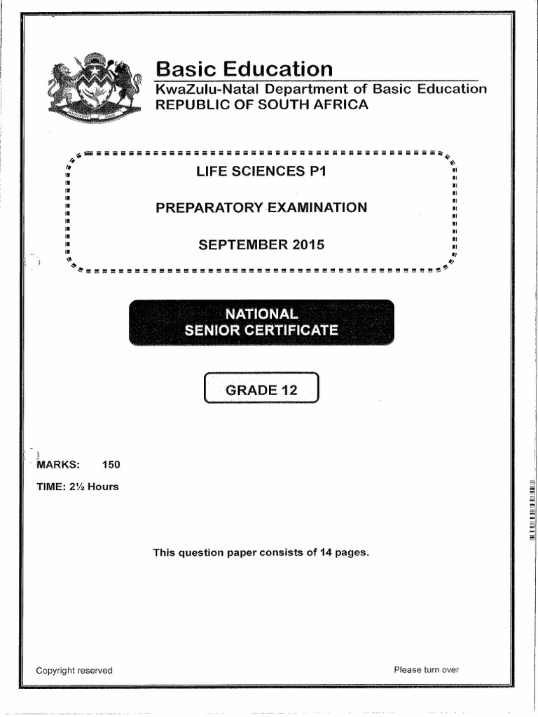 2015 Trials Life Sc. P1 QP Memo | PDF