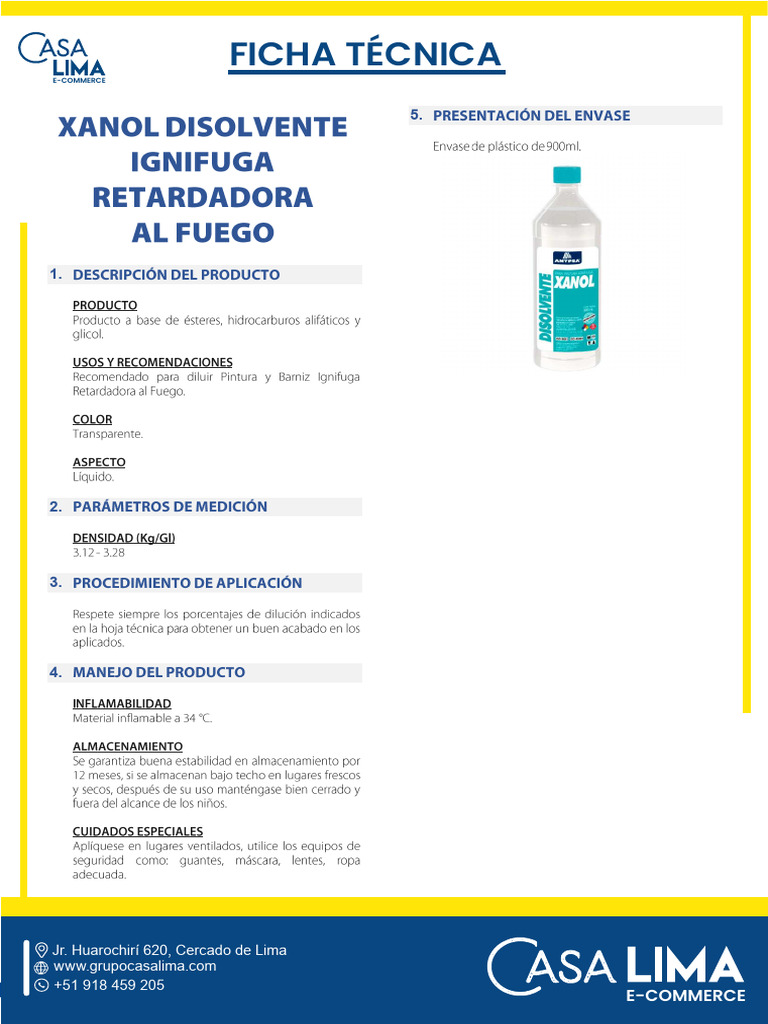 ficha-tecnica-de-xanol-disolvente-ignifuga-grupo-casa-lima | PDF