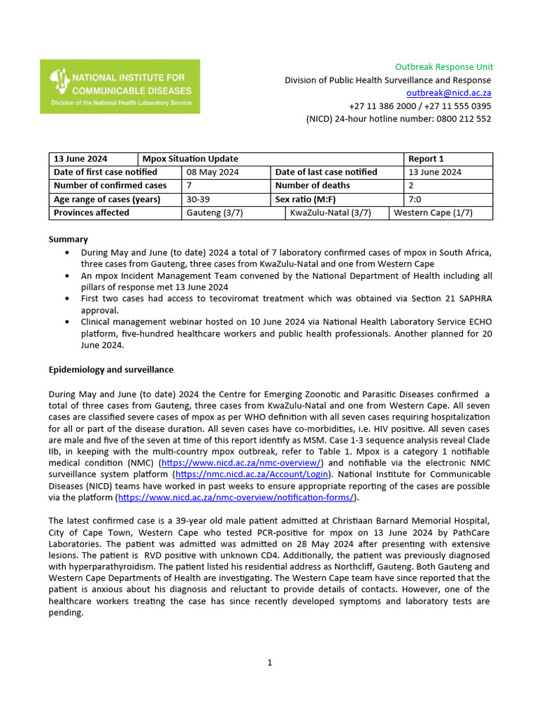 Mpox Situation Update 13 June 2024 | PDF | World Health Organization | Men Who Have Sex With Men