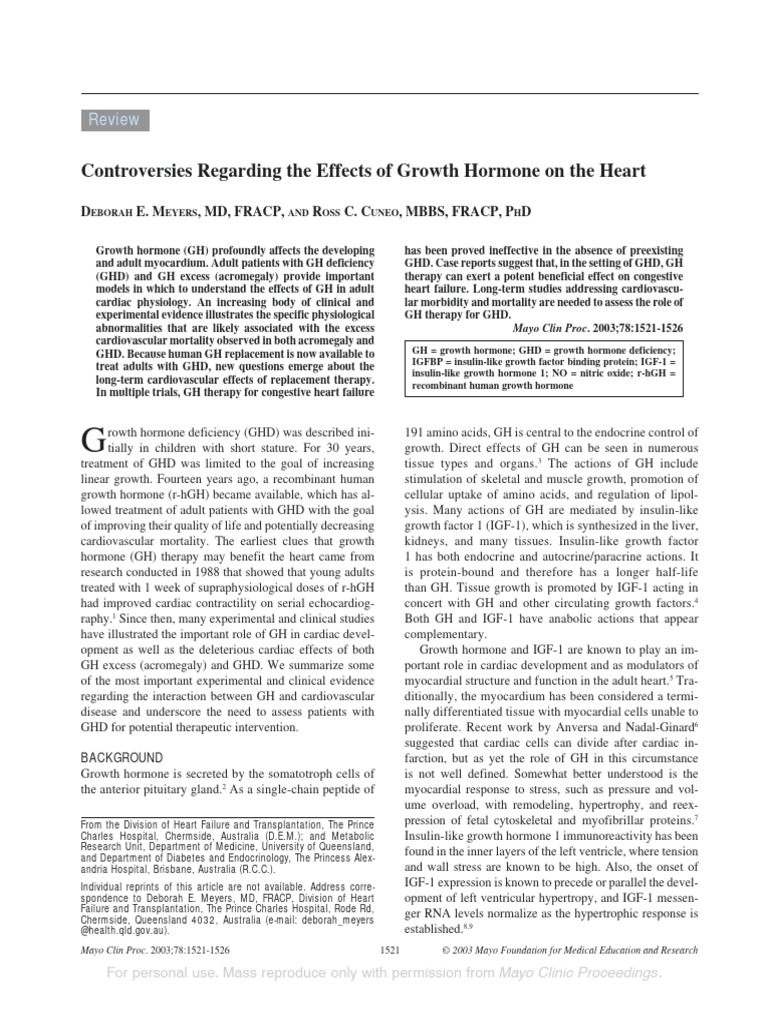 Mayo Clinic Growth Hormone | PDF | Growth Hormone | Insulin Like Growth Factor 1