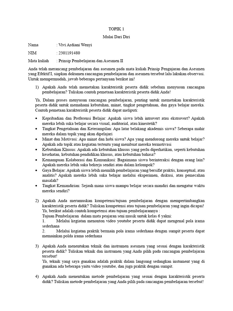 Topik 1 Mulai Dari Diri Ii | PDF | Pengembangan Diri