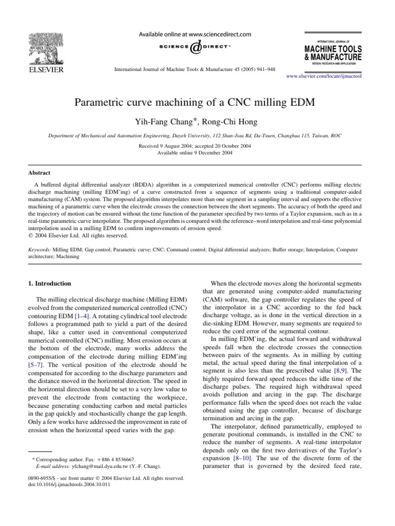 Parametric Curve Machining of A CNC Milling EDM | PDF | Numerical Control