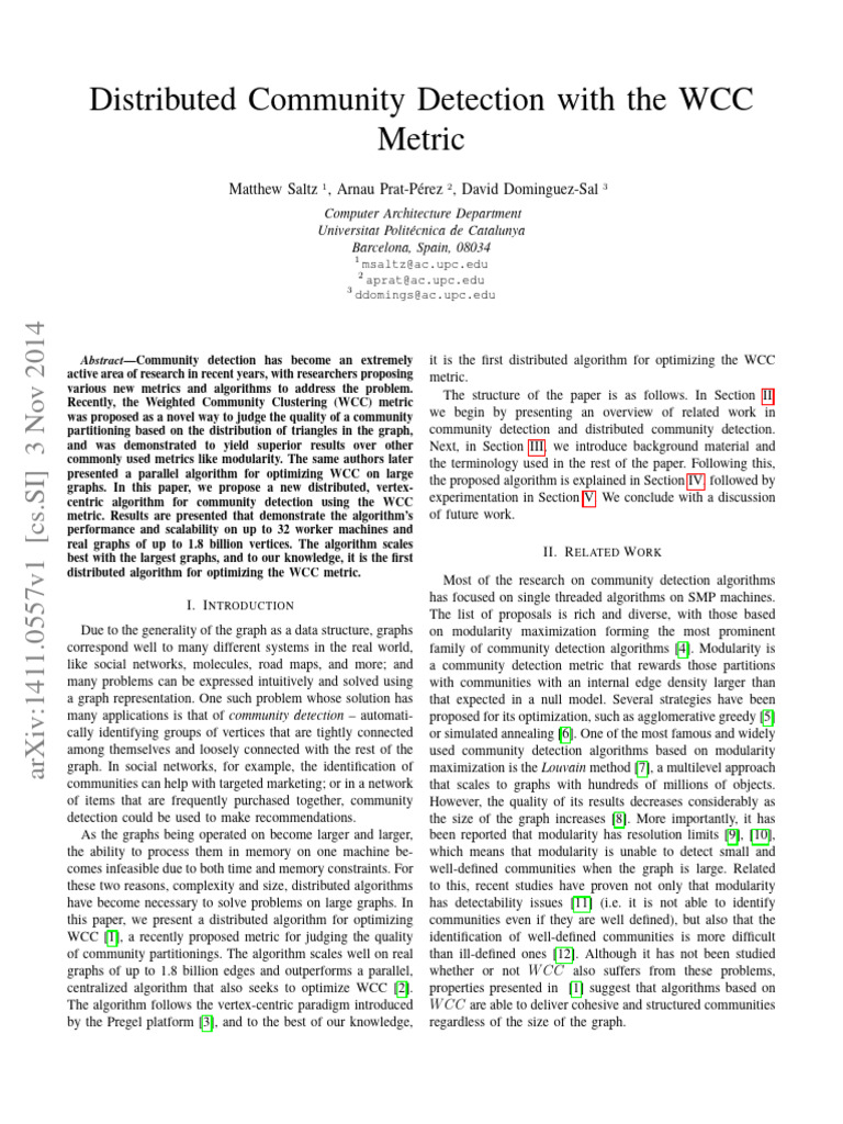 Distributed Community Detection With The WCC | PDF | Vertex (Graph ... Distributed Community Detection With The WCC | PDF | Vertex (Graph ...