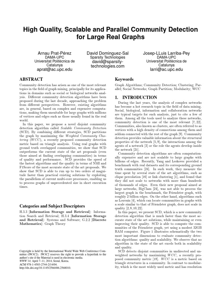 High Quality, Scalable and Parallel Community Detection For Large Real Graphs | PDF | Vertex ...