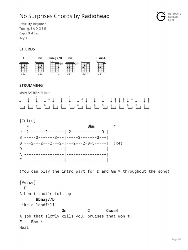 No Surprises Fmajor | PDF