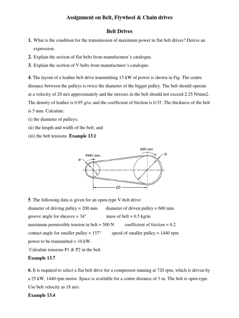 Belt and Flywheel Drive Analysis | PDF | Belt (Mechanical) | Mechanical ...