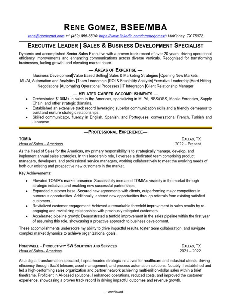 CV Rene Gomez | PDF | Sales | Computing