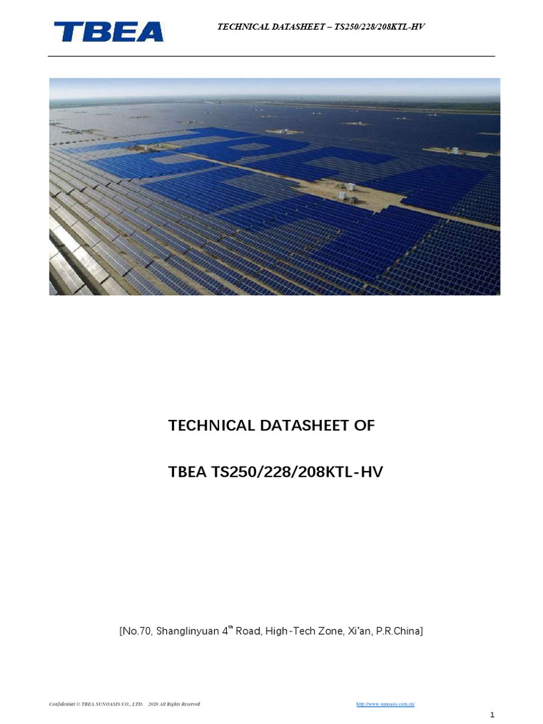 Technical Datasheet of Tbea TS250228208KTL-HV | PDF | Alternating ...