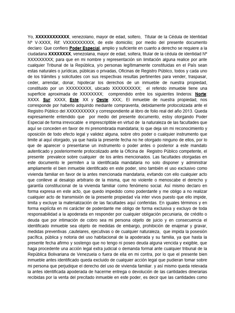 Poder | PDF | Documento de identidad | Propiedad