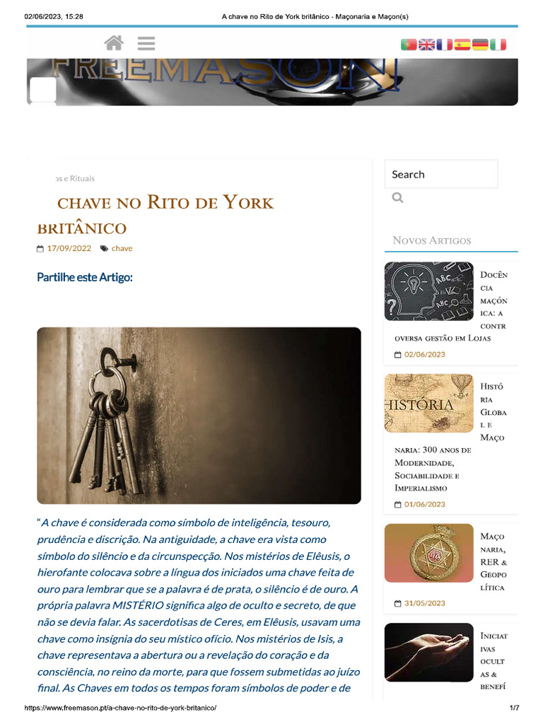 A Chave No Rito de York Britânico | PDF