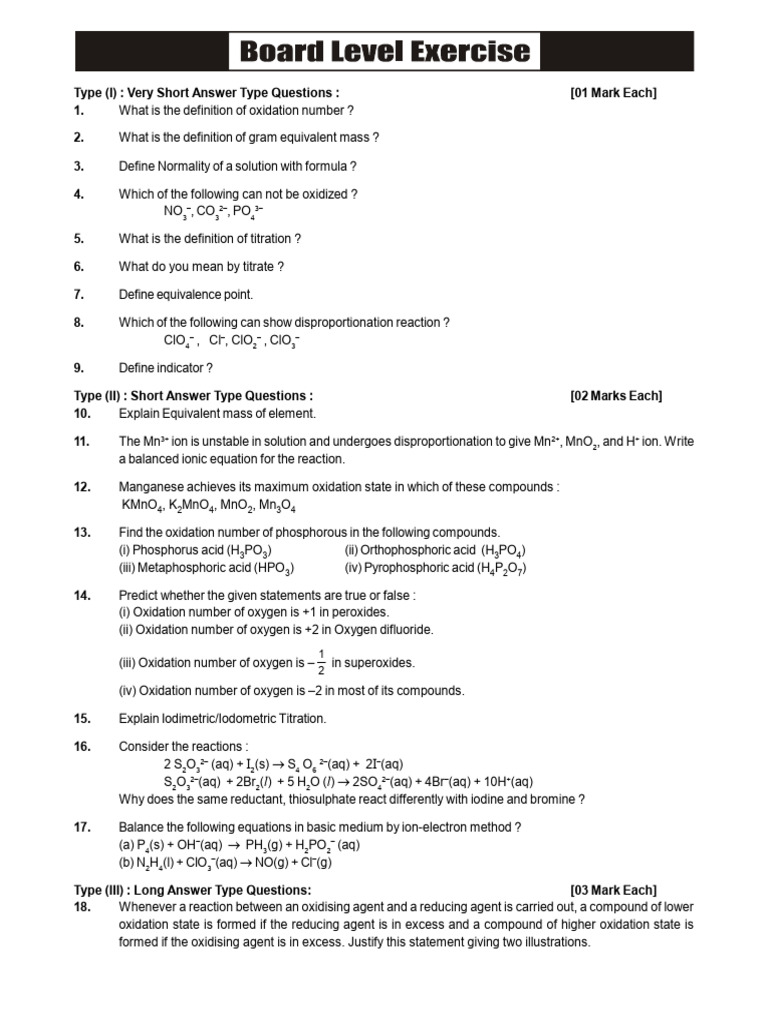 Redox Assignment-1 | PDF | Redox | Chemical Elements
