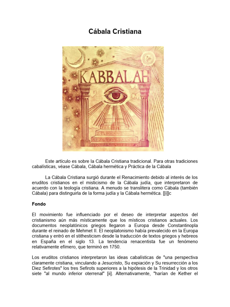 Cábala Cristiana: Orígenes y Desarrollo | PDF | Escuelas de pensamiento ...