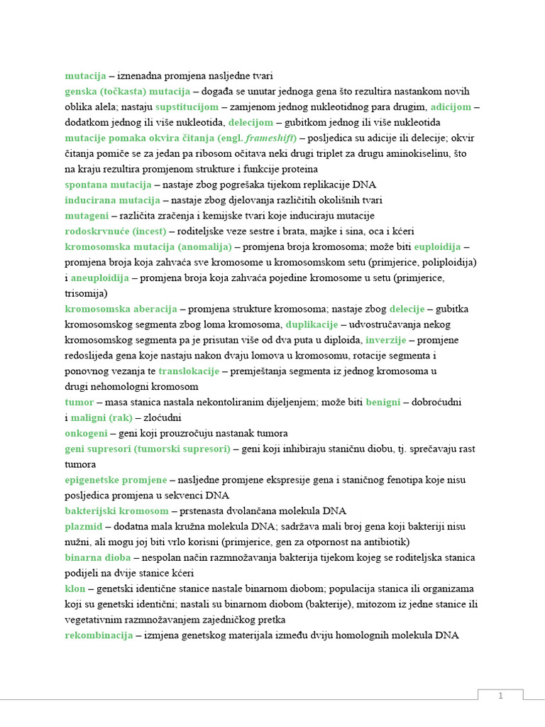 Mutacije, Kloniranje, Evolucija | PDF