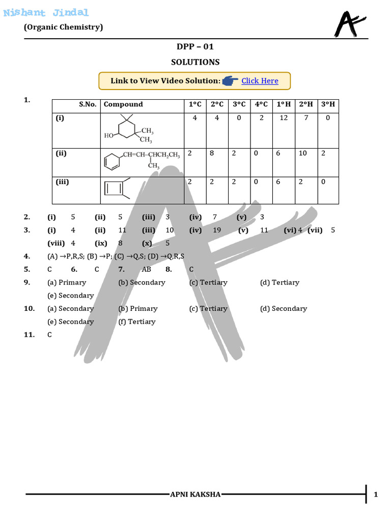 Organic Chemistry DPP Solutions | PDF