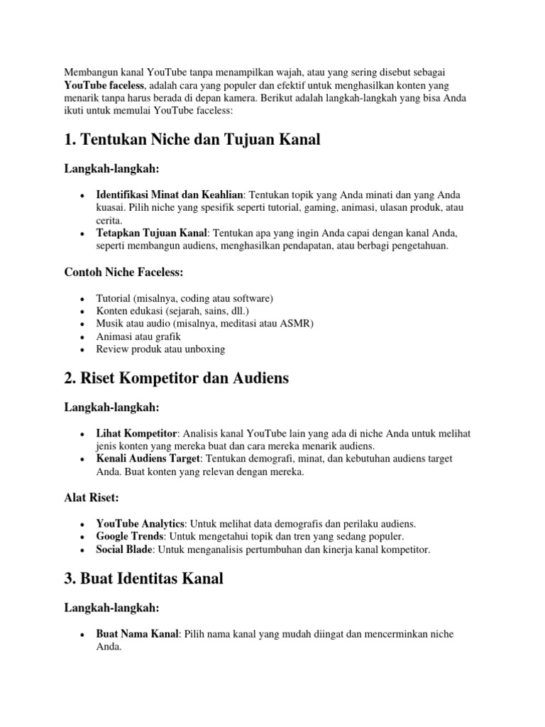 14 Langkah Membuat Youtube Faceless | PDF