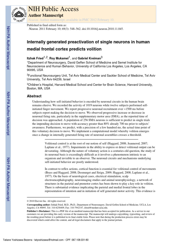 Internally Generated Preactivation of Single Neurons in Human Medial ...