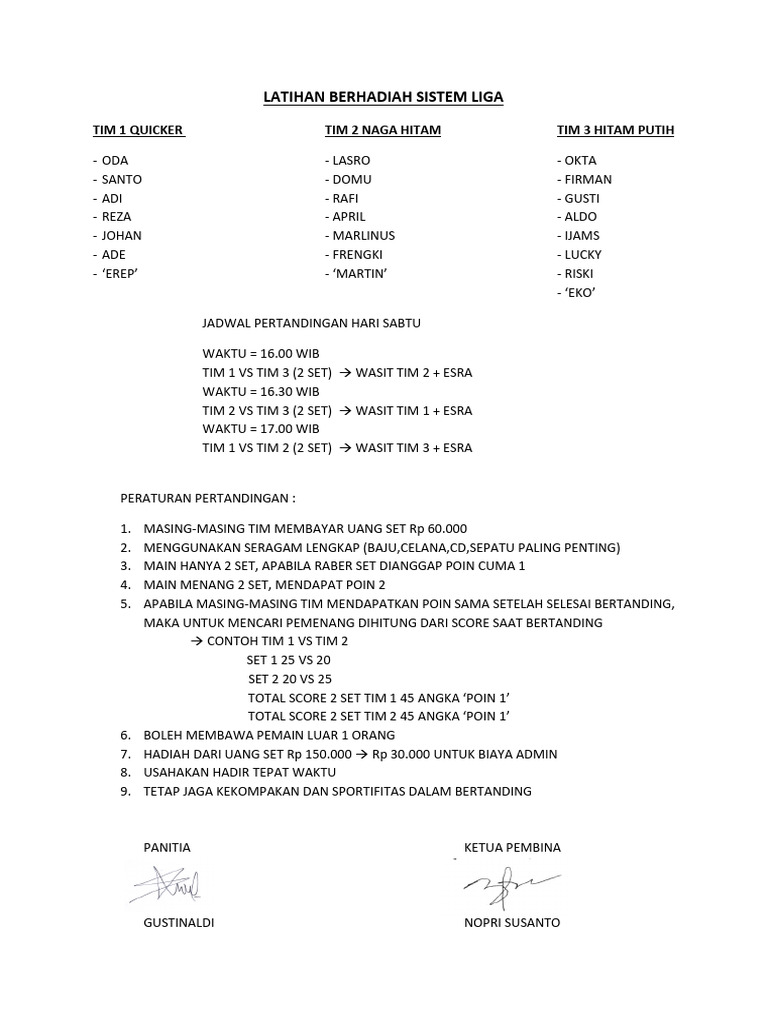 Latihan Berhadiah Sistem Liga | PDF