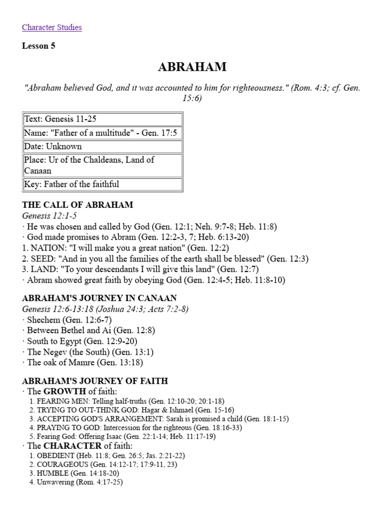 Abraham: Journey of Faith and Righteousness | PDF | Book Of Genesis ...