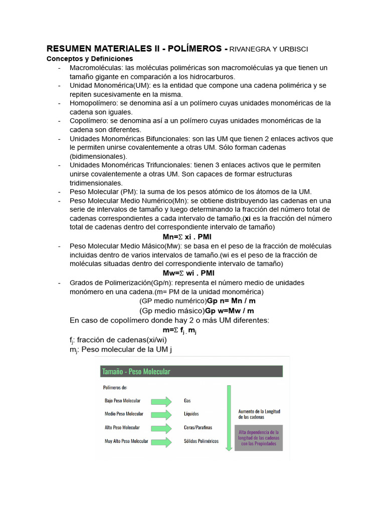 Resumen Materiales - 1er Parcial | PDF | Polímeros | Sólido amorfo
