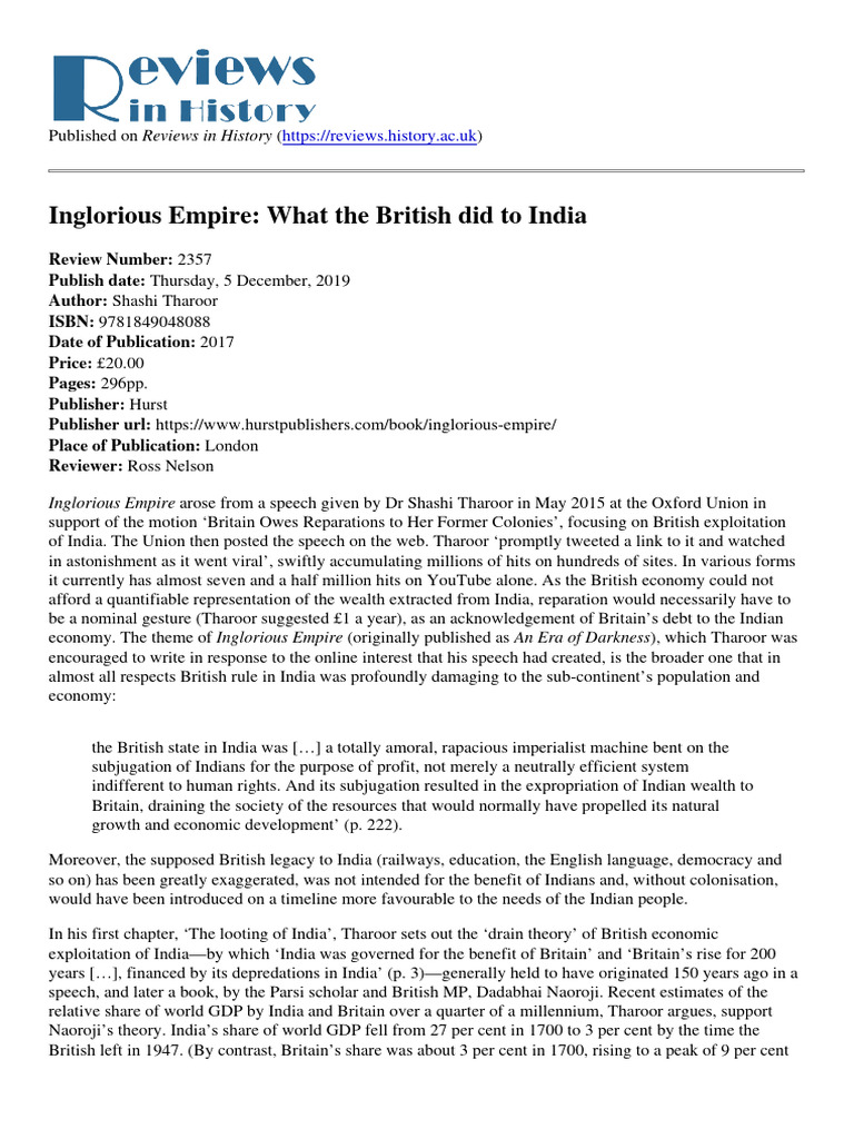 Inglorious Empire What The British Did T | PDF | Famine | United Kingdom