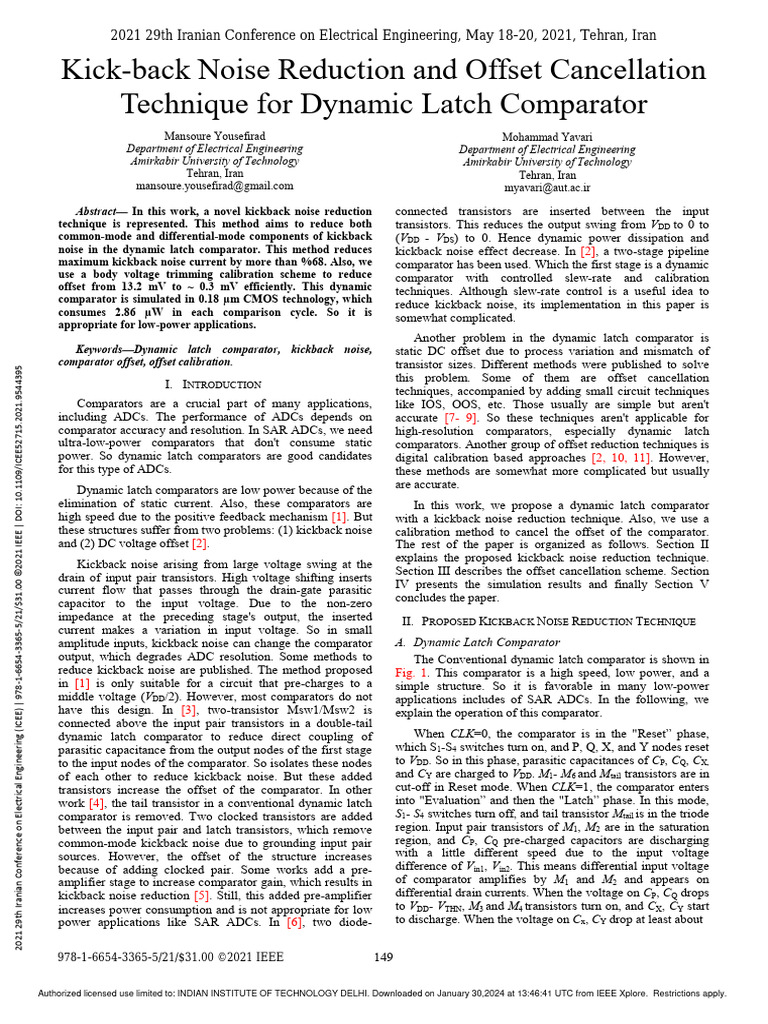 Kick-Back Noise Reduction and Offset Cancellation Technique For Dynamic ...