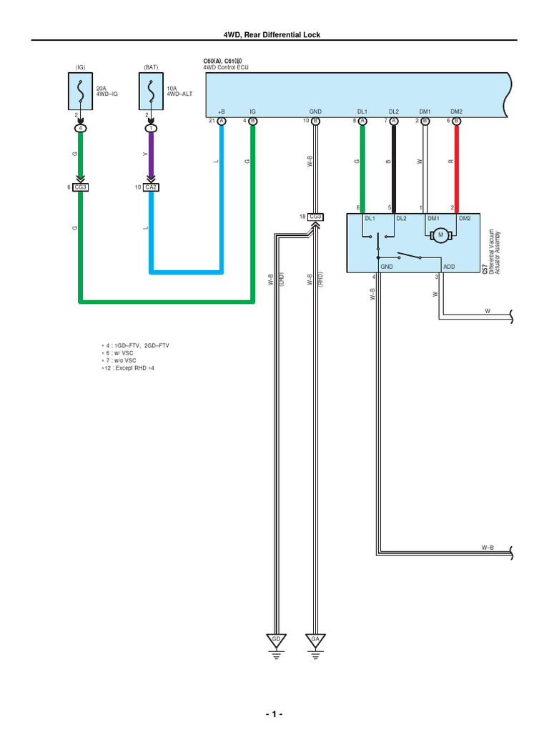 4WD, Rear Differential Lock: (IG) (BAT) 4WD Control ECU | PDF